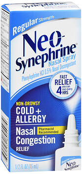 Neo-Synephrine Regular Strength Phenylephrine HCl 0.5% Nasal Decongest ...